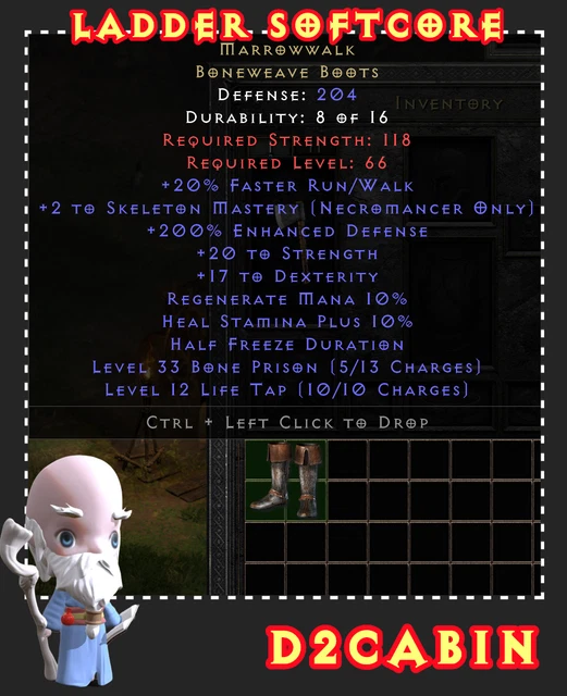 DIABLO 2R SC💥LADDER💥2 Skill, Marrowwalk Boots💥PC/SWITCH/PS $3.00 ...