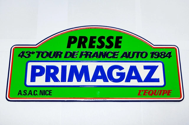 PLAQUE EN METAL, RALLYE, TOUR DE FRANCE AUTO 1984, PRESSE, 46x23cm EUR ...