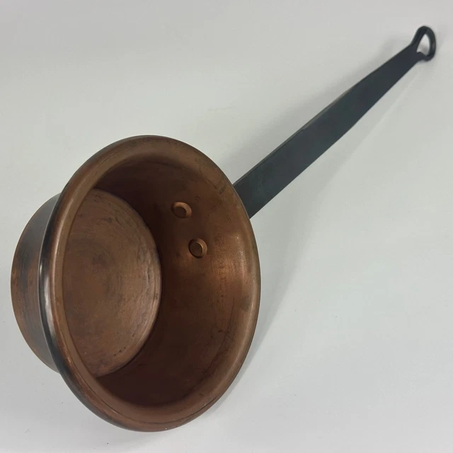 ANTIQUE FRENCH KITCHENALIA Small Rustic Copper Cooking Ladle With Iron ...