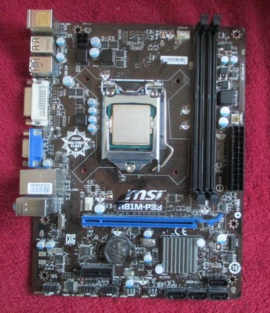 MSI H81M-P33 DDR3 Socket 1150 Motherboard with SR1K7 CPU no i/o plate £ ...
