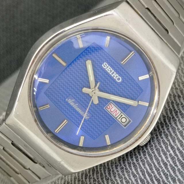 GENUINE VINTAGE SEIKO 5 AUTOMATIC 6349A JAPAN MENS BLUE COLOR DIAL ...