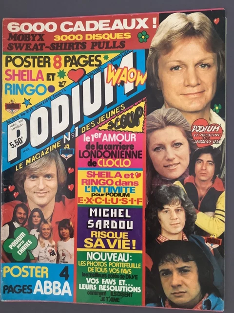 PODIUM 62 04/1977 C François , Sheila, Lenorman, Sardou, Dave, ABBA, 26 ...