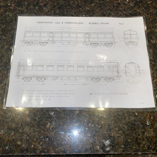VINTAGE TRAIN RAILWAY Blueprint Schematic, Bluebell Railway £10.78 ...