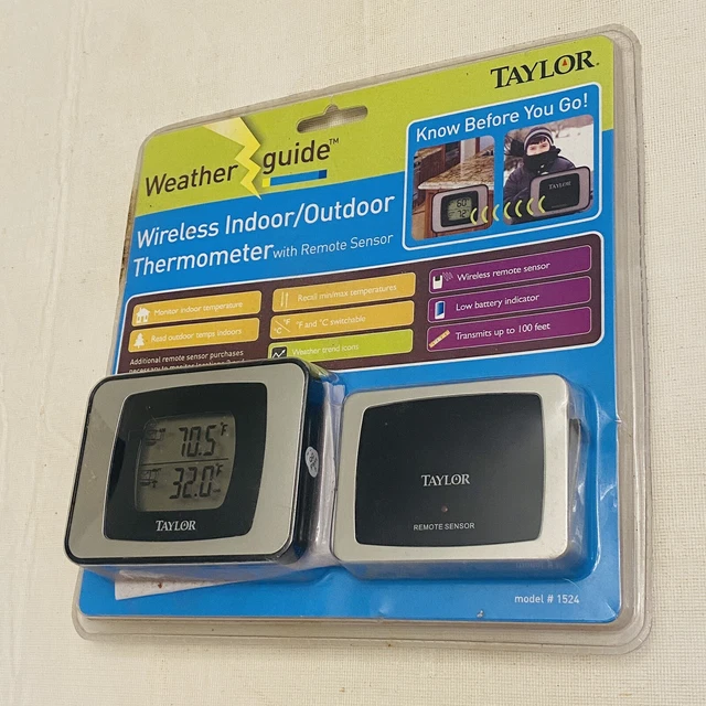 TAYLOR WIRELESS INDOOR/OUTDOOR Thermometer With Remote Sensor ~ Model ...