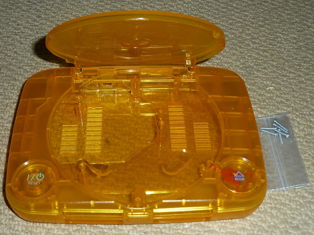 SONY PLAYSTATION PSONE Replacement Console Case Shell Mod Clear Orange ...
