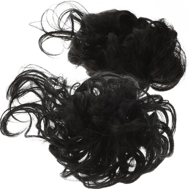 2 PCS FAKE Hair Bun High Temperature Silk Curly Bun Hairpiece for Women ...