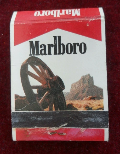 VINTAGE ADVERTISING MATCH Book cover marlboro cigarettes Wagon wheel £1 ...