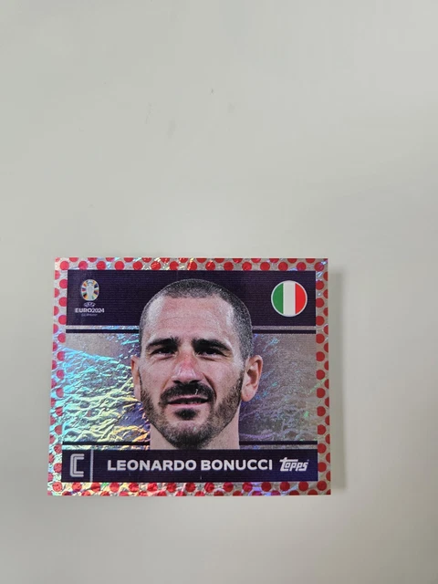 TOPPS EURO 2024 Italy Captain Leonardo Bonucci ITA 2 Euro Sticker Red ...