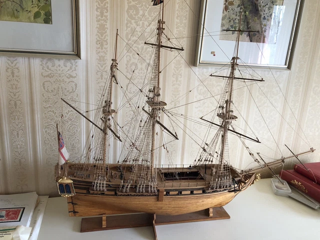 HMS UNICORN FRIGATE Wooden Model Sailing Ship / Galleon on Plinth £200. ...