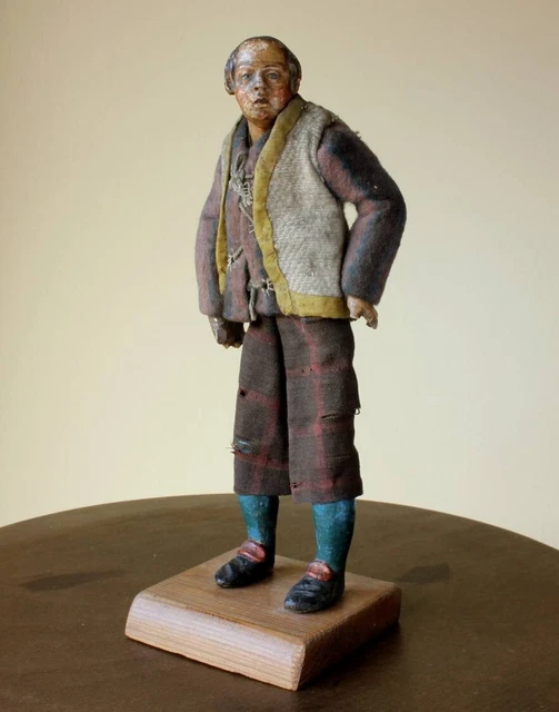 ANTIQUE NEAPOLITAN NATIVITY Clay Shepherd Crib Figure. Man Statue 19th ...