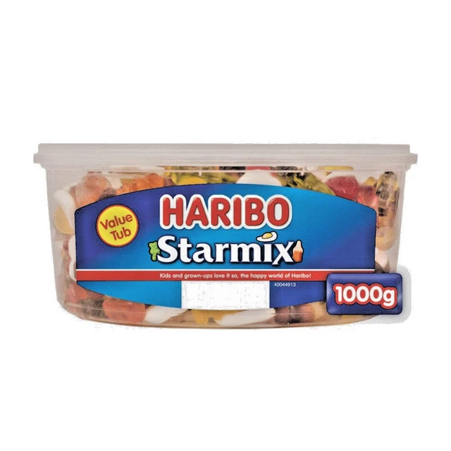 HARIBO STARMIX PARTY Tub 1kg – Gummy & Jelly Sweets Mix – Sharing Candy ...