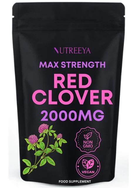 RED CLOVER 2000MG Vegan tablets menopause supplement high strength ...