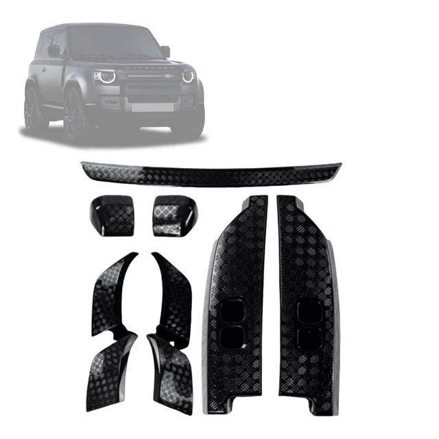 LAND ROVER DEFENDER Chequer Plate Kit Gloss Black 90 110 2020+ Panel ...