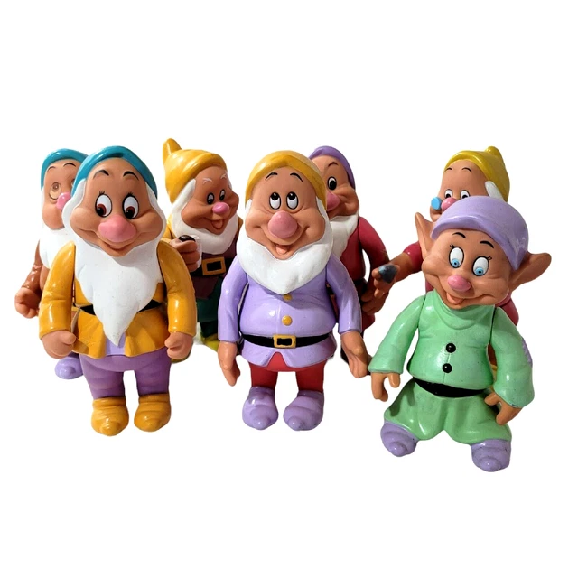 SET 7 FIGURINE nani Walt Disney plastica dura posabili da Biancaneve ...