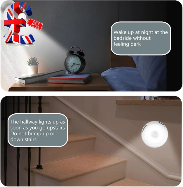 2 PACK PIR Motion Sensor Night Light, Battery Operated Sensor Lights ...
