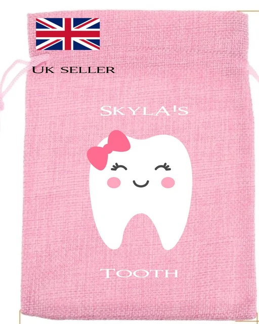 PERSONALISED PINK TOOTH Fairy Bag £5.00 - PicClick UK