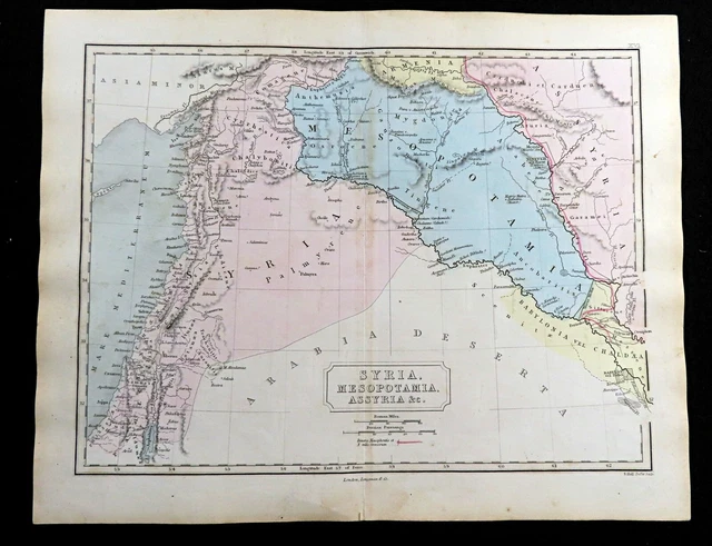 ANCIENT SYRIA MAP Mesopotamia Assyria Latin Antique Hand Coloured ...