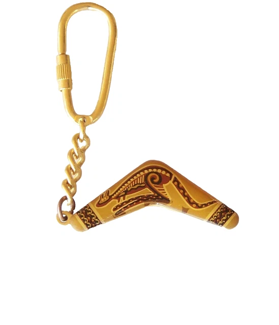 AUSTRALIAN ABORIGINAL ART Boomerang Souvenir Metal Key Chain Keyring ...