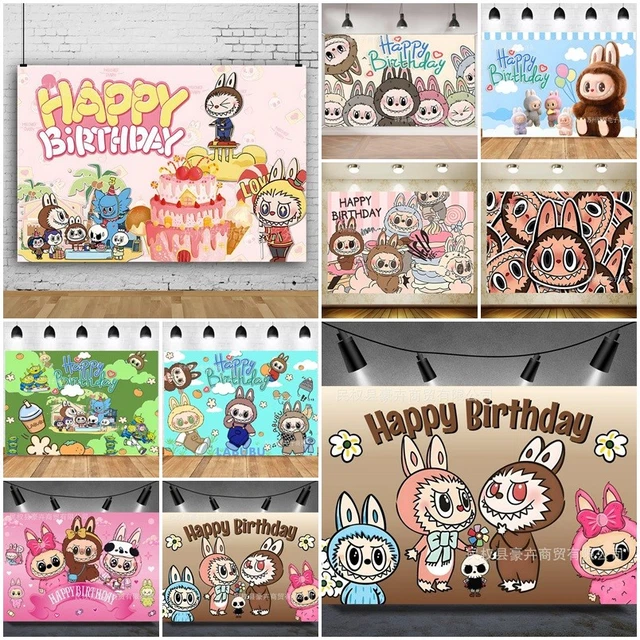 HOT LABUBU HAPPY Birthday Banner Home Party Photo Backdrop $19.99 ...