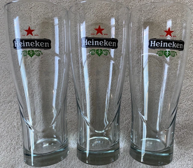 VINTAGE SET 3 Heineken .25 Liter Half Pint Pilsner Beer Glasses ...