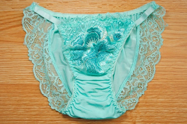 VINTAGE JAPANESE NYLON Shiny Slippery Pretty Cute Turquoise String Panty Small $14.99 - PicClick CA