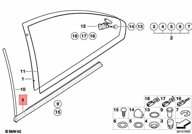 GENUINE BMW E46 Coupe Weatherstrip Quarter Window OEM 51368227686 EUR ...