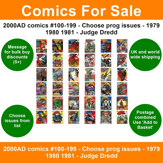 2000AD COMICS #100-199 - Choose prog issues - 1979 1980 1981 - Judge ...