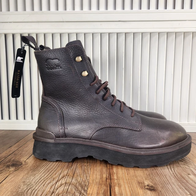 SOREL HI LINE Lace Up Boots Mens Sz 9 Dark Brown Leather Waterproof ...