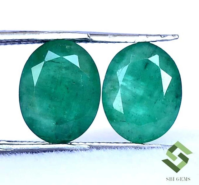 9X7 MM CERTIFIÉ Naturel Émeraude Coupe Ovale Paire 3.25 Carats non ...