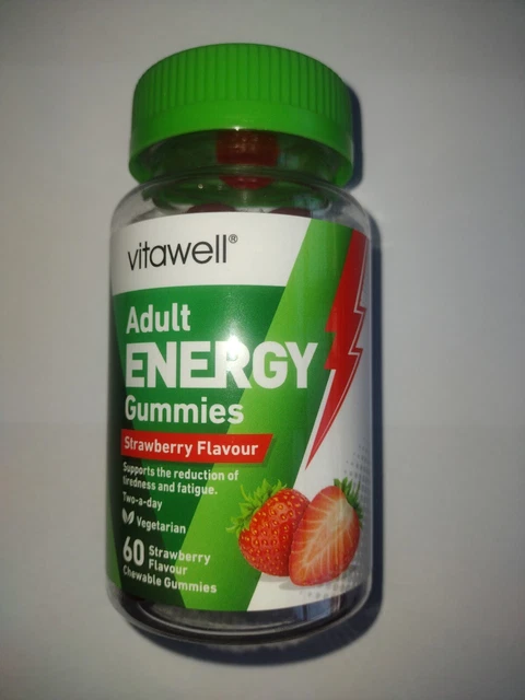 STRONGEST BEST ADULT Energy Gummies X 60 Strawberry Flavour Vegetarian ...