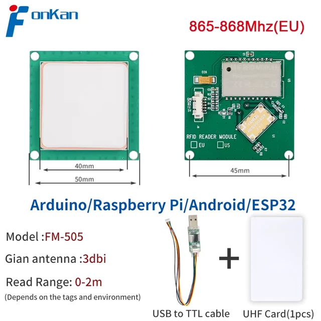 FONKAN UHF INTEGRATED RFID Module 1-2M Range Arduino Raspberry Pi ...