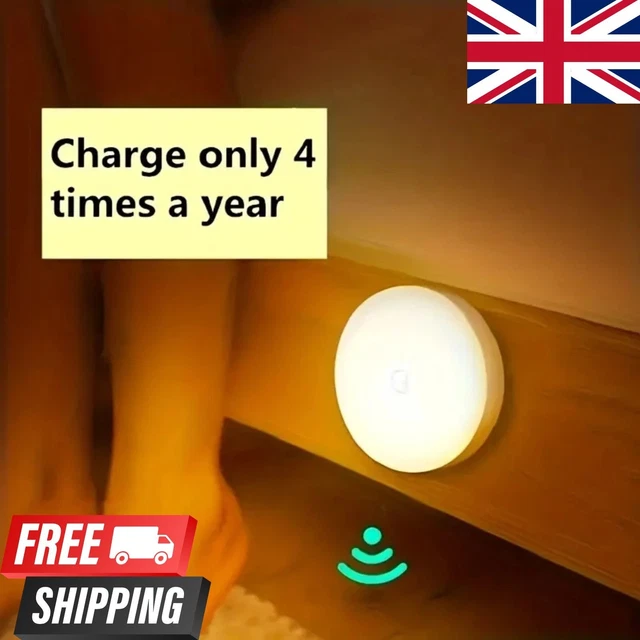 MOTION SENSOR NIGHT Light USB Rechargeable Wireless Magnetic Wall ...