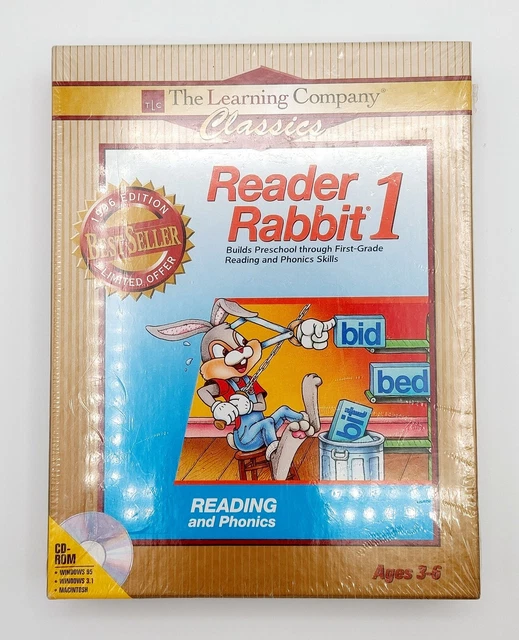 READER RABBIT 1 Deluxe PC CD kids learn to read words phonics 1st Grade ...