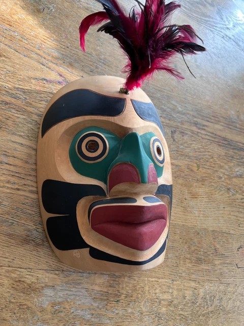 INDIGENOUS PORTRAIT HAND Carved Aboriginal Art MASK Wood Carving ...
