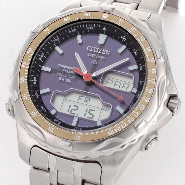 CITIZEN PROMASTER ECO-DRIVE World Time Gmt Alarm Chronograph Herren ...