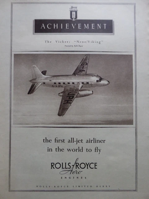 12/1948 PUB ROLLS-ROYCE Nene Aero Engine Vickers Viking G-Ajph Original ...