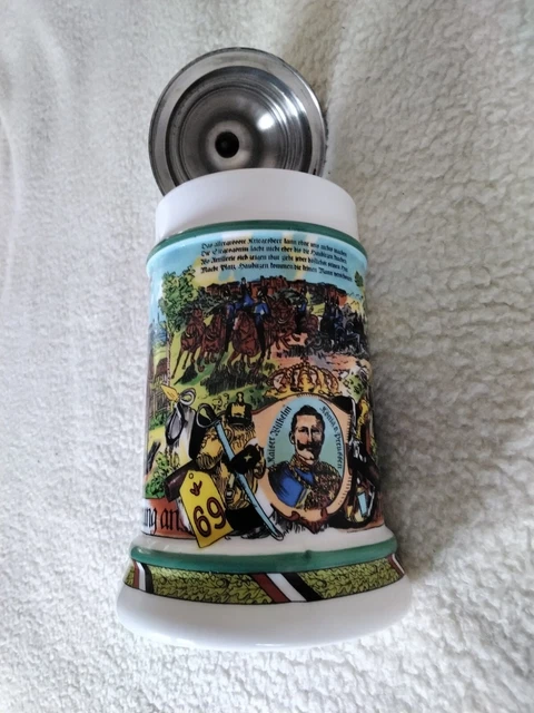 BIERKRUG ERINNERUNG AN Dienstzeit 69 Regiment Zinn Deckel 0,5 Liter ...