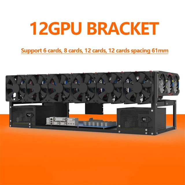 OPEN AIR MINING Miner Rig Frame Case For 6/8/12 GPU Graphics Card Free ...