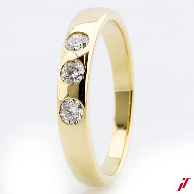 ANILLO 14K/585 ORO Amarillo 3 Brillantes Aprox. .0 , 24ct - Valor EUR ...
