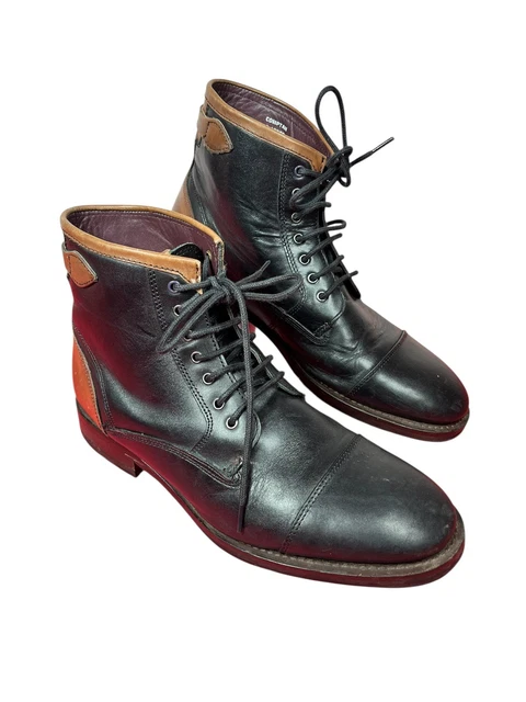 TED BAKER COMPTAN Combat Boots Men’s UK Size 7 Black Brown Leather Lace ...