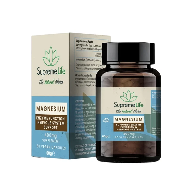 MAGNESIUM CAPSULES 400MG (60 Capsules) Muscle Relaxation & Sleep ...