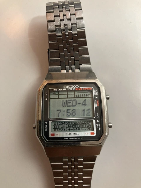 SEIKO D409-5020 SIGN Table Watch 1982 Dot Matrix LCD Alarm Chronograph ...