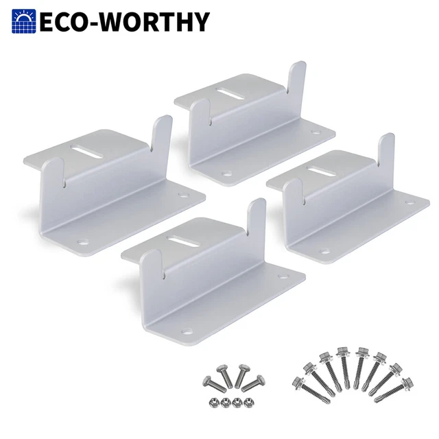 ECO-WORTHY SOLAR PANEL Z Mounting Bracket Aluminium Fixing Set for Roof RV Boat £11.99 - PicClick UK