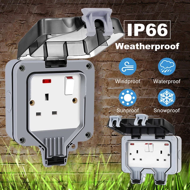 OUTDOOR SOCKET WEATHERPROOF Outside 13A Switched Power Socket ...