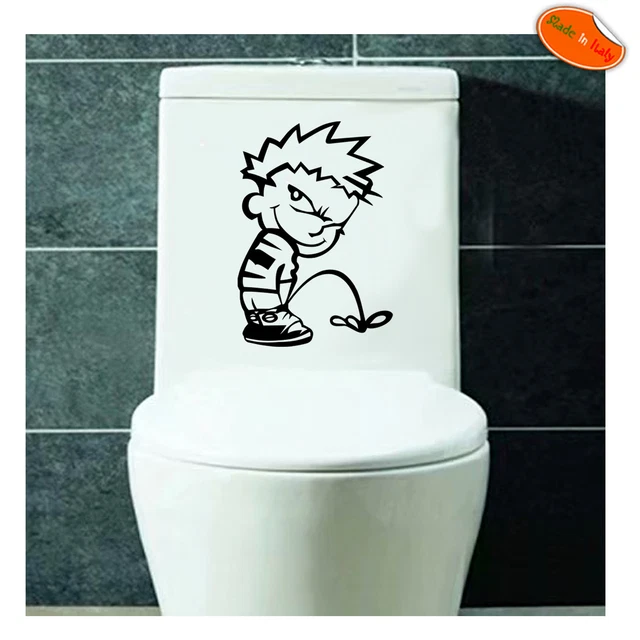 CALVIN PEE STICKER Cover Seat Tablet Toilet Toilet Seat Sticker 1pc £11 ...