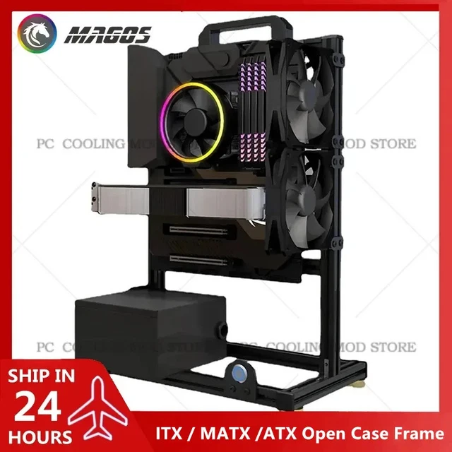 OPEN FRAME ALUMINUM PC Case ITX MATX ATX Vertical Computer Water ...