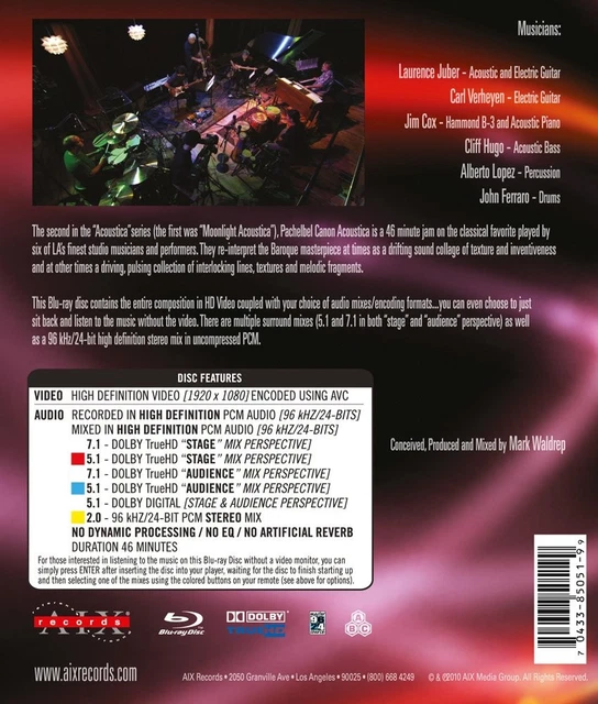PACHELBEL CANON ACOUSTICA (Blu-ray) Laurence Juber Carl Verheyen (US ...