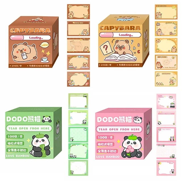 CAPYBARA/PANDA STICKY NOTE Pull-out Design Tearable Notepad School ...