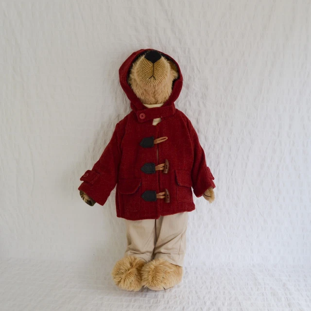 VINTAGE JOHN LEWIS Mischief Bear, Tall Soft Toy Bear Red Duffle Coat ...