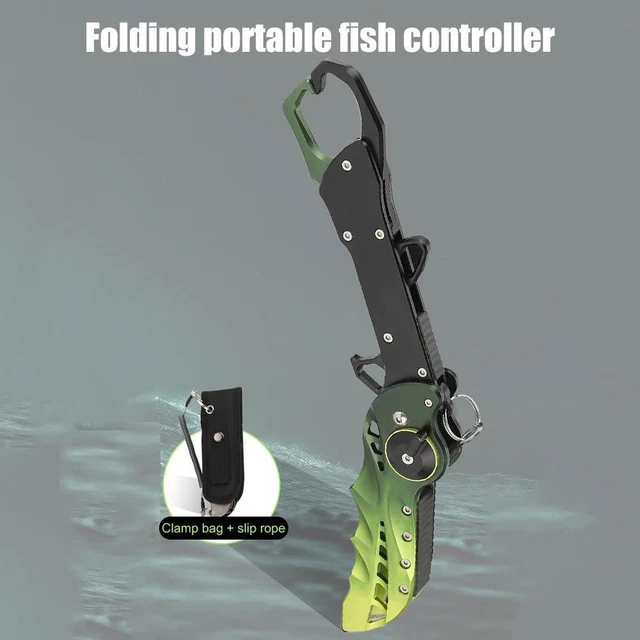 FR FOLDABLE FISH Grabber Plier Fishing Gripper with Hand Rope (Green ...